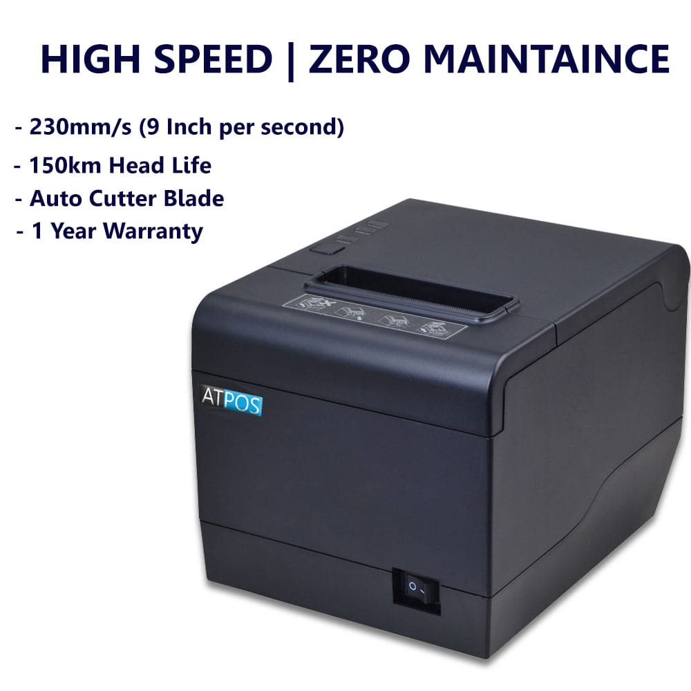 Atpos AT-302 80mm 3 Inch Thermal Receipt Printer | Auto Cutter | USB ...