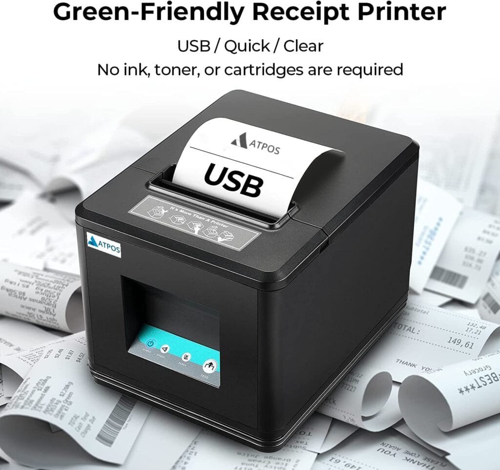 Atpos AT-301 80mm (3 Inch) Thermal Receipt Printer | USB/Bluetooth ...